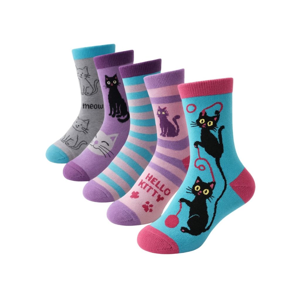 Kit 12 Meias Infantis Menina – Estampas Fofas Que Não Desbotam, Tecido ...