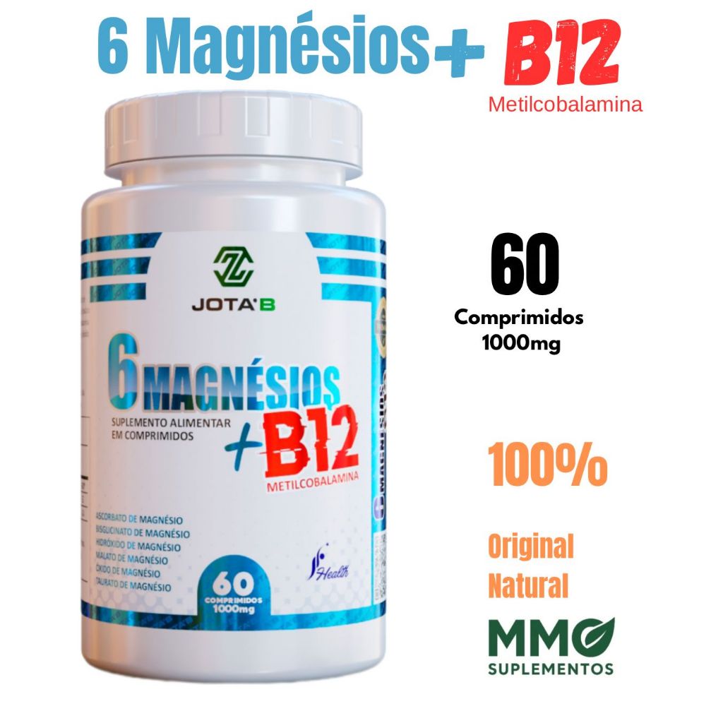 6 Magnésio + B12 Metilcobalamina Comprimidos - Taurato de Magnésio ...
