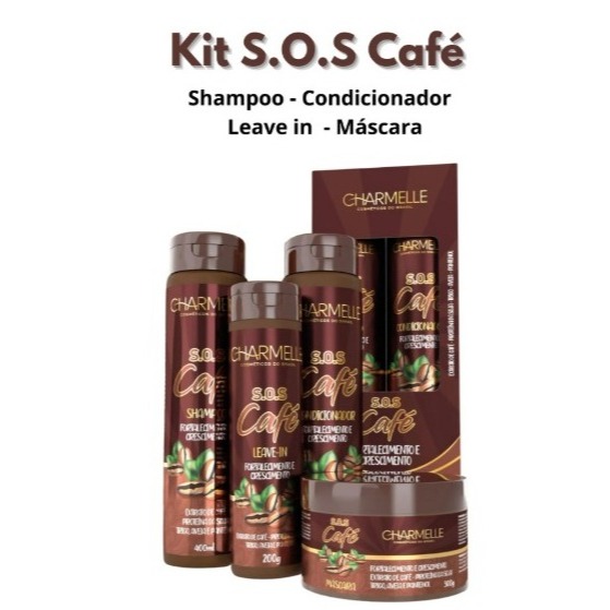 KIT S.O.S CAFÉ CHARMELLE -Crescimento Capilar | Shopee Brasil