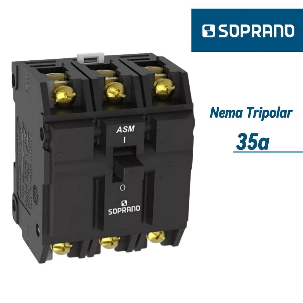 Disjuntor Nema Preto 35a Tripolar 3p ASM3 Soprano | Shopee Brasil