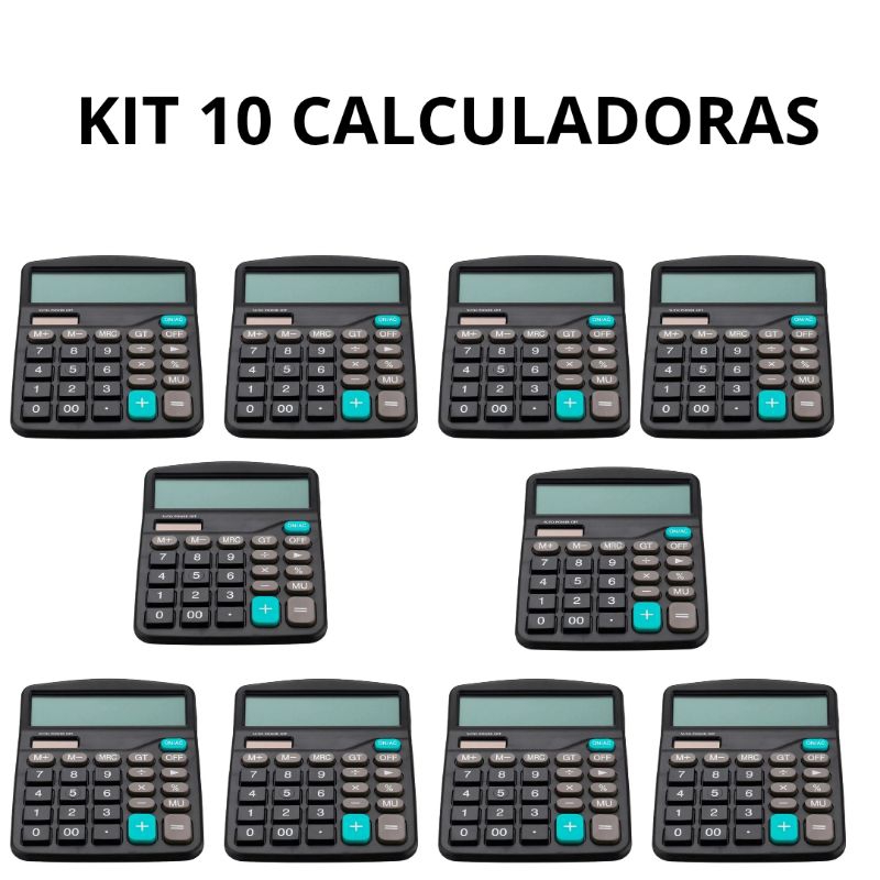 Kit 10 Calculadoras Mesa Comercial Escritório 12 Dígitos BMAX | Shopee ...