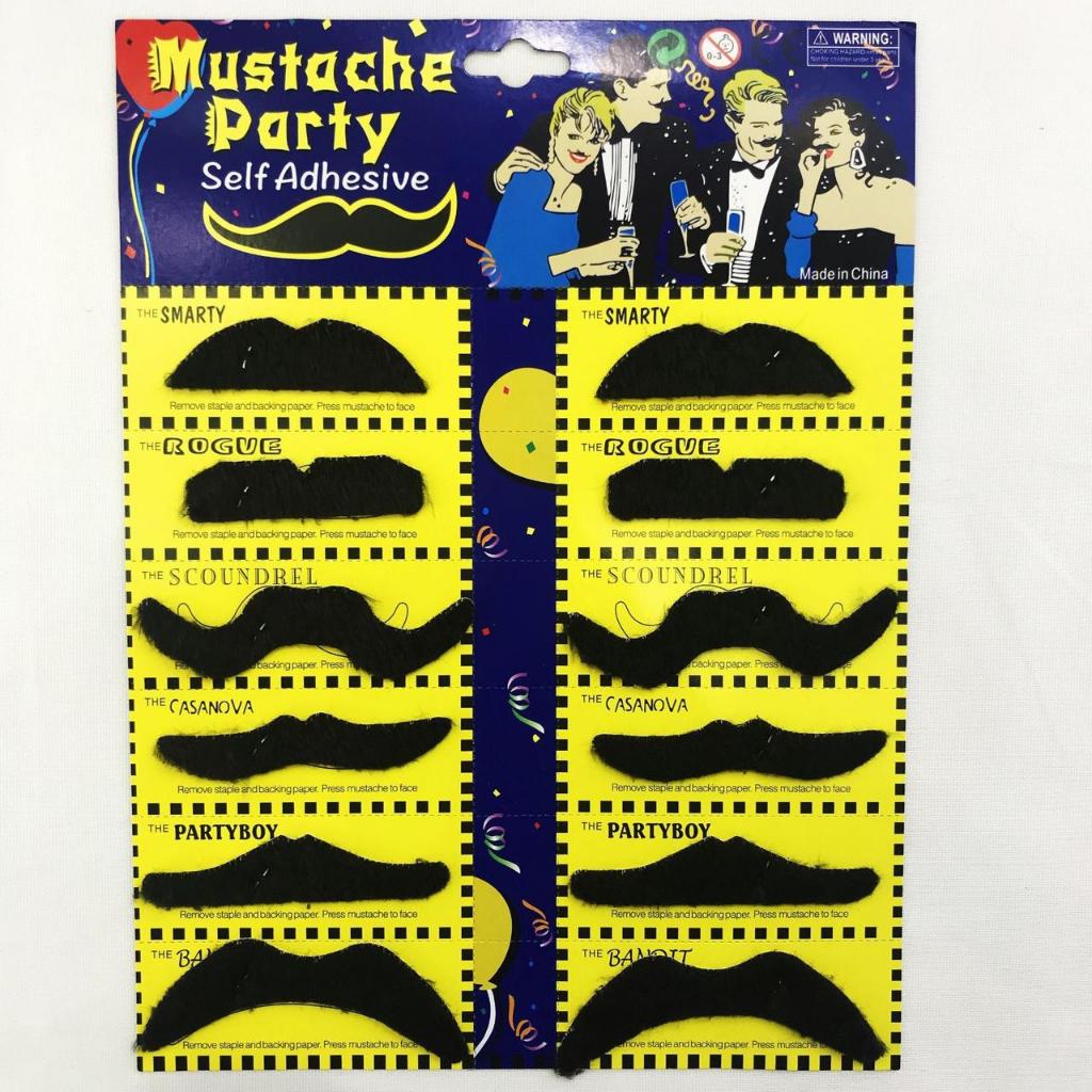 Cartela Bigode Falso - Mustache Com 12 Unidades fantasia festa bigode ...