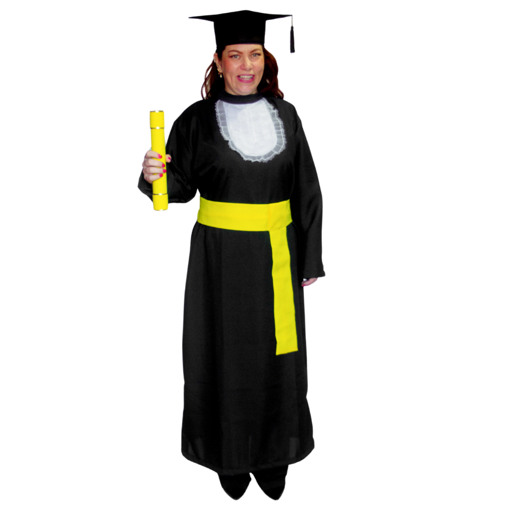Beca De Formatura Adulto Completo com Capelo + Faixa e Canudo | Toga de ...