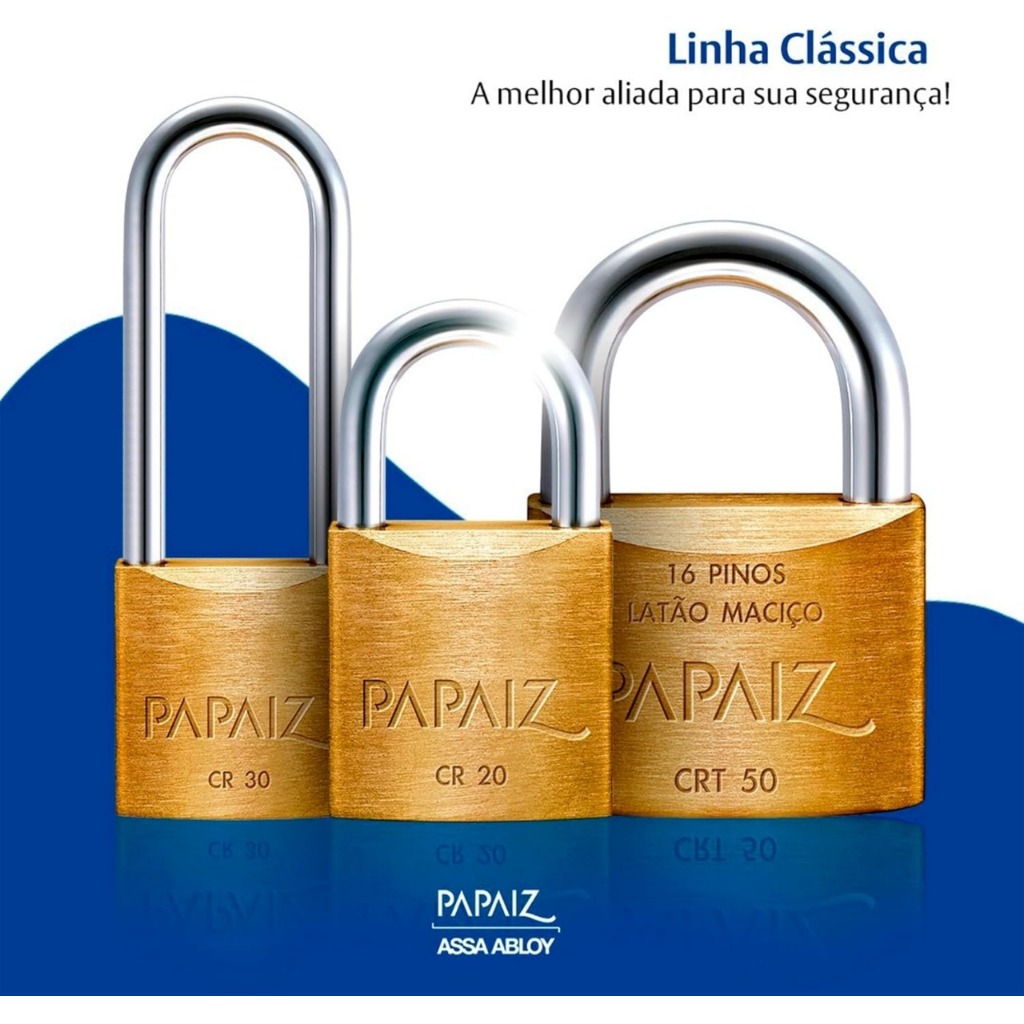 Cadeado Papaiz Cr Com 2 Chaves 20/25/30/35/40/50 Cadeados Latão ...