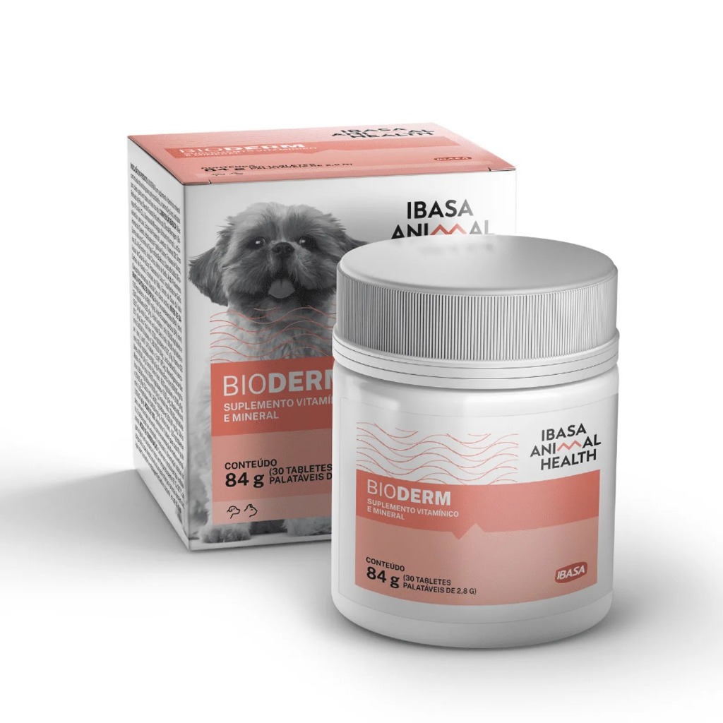 BIODERM SUPLEMENTO ORAL 84G 30 TABLETES IBASA ANIMAL HEALTH | Shopee Brasil