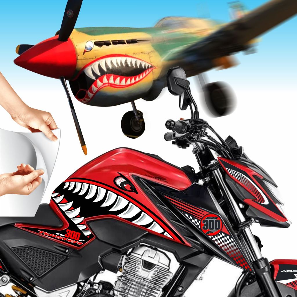 Adesivo Cb300f Twister Laminado Personalizado Shark Mouth | Shopee Brasil