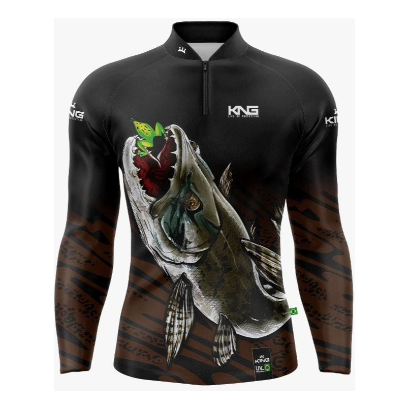 Camiseta Camisa Blusa de Pesca Traíra Trairão Dry Fit com Proteção ...