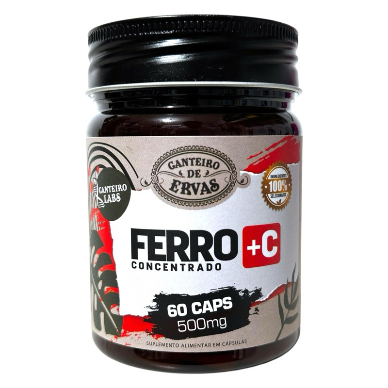 ferro concentrado + vitamina c Canteiro de ervas 60 caps 500 mg ...