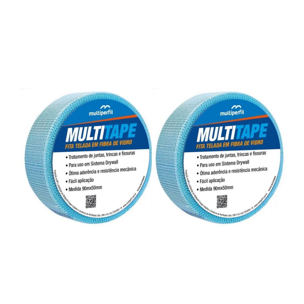 Kit 2 Fitas Telada Azul Drywall 90 Metros Multitape Multiperfil ...