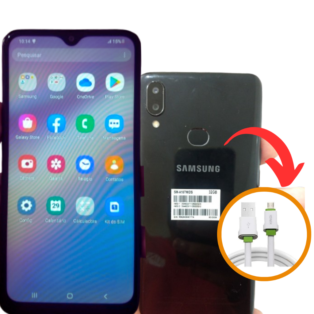 Celular Samsung Galaxy A10s 32GB Android 10, SM-A107M/DS entrada cartão de memoria, em ótimo ...