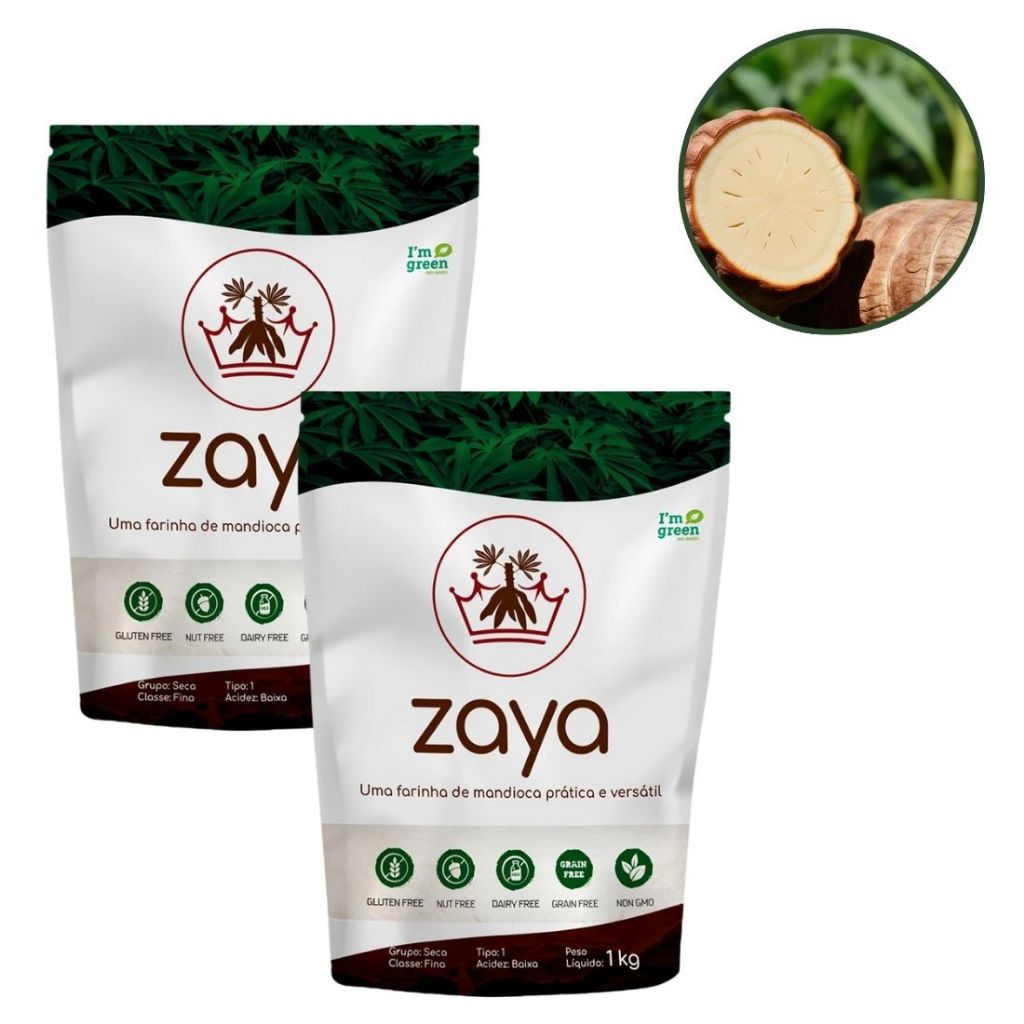 Kit 2 Farinhas Zaya Flour Mandioca Sem Glúten Multiuso Vegana 1kg | Shopee Brasil