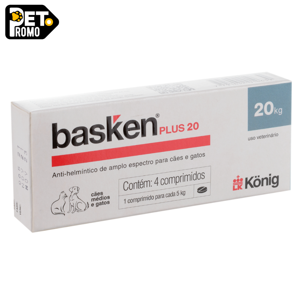 Konig Basken Plus 20 Vermífugo Antiparasitário para Cães Médios e Gatos ...