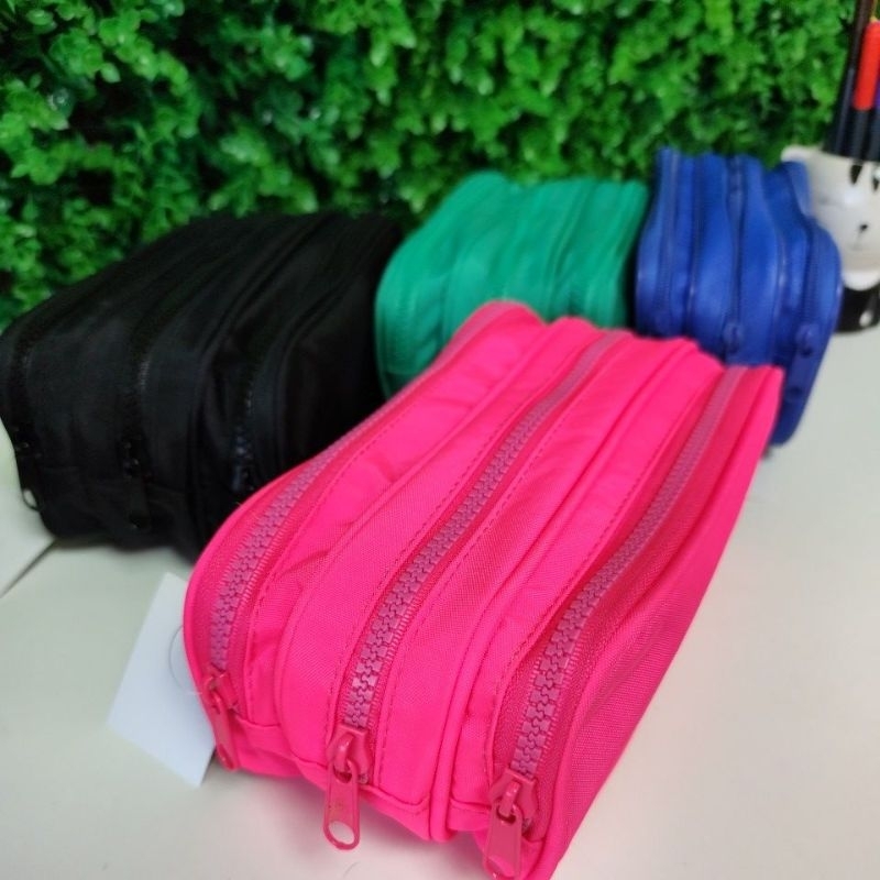 Estojo 3 Ziper Estojo Rosa Neon Royal VINI FORTE Estojo Grande Estojo 3 ...