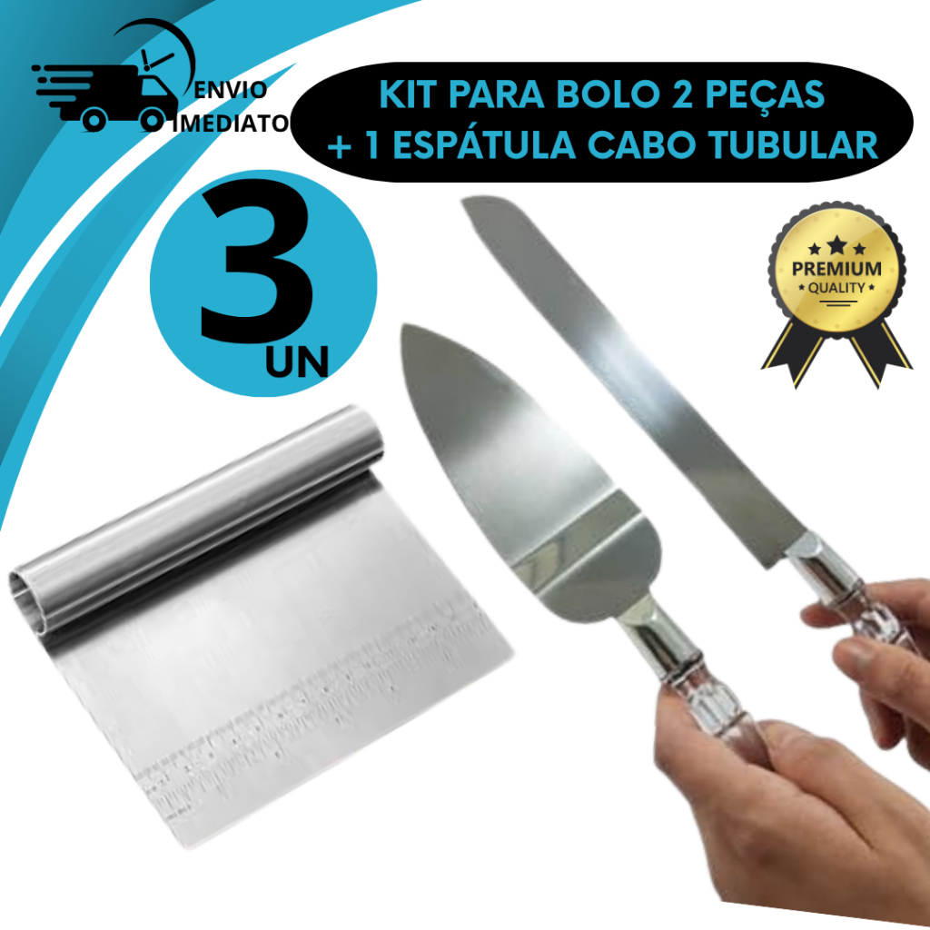 Kit Talher Espátula Com Faca Para Bolos Massas Inox Festa | Shopee Brasil