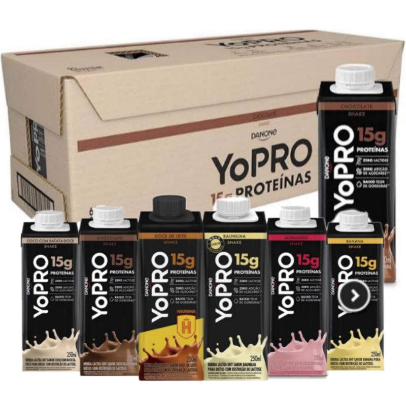 CX 12 ou 24 unidades YOPRO Danone 15g bebida Láctea proteina zero ...