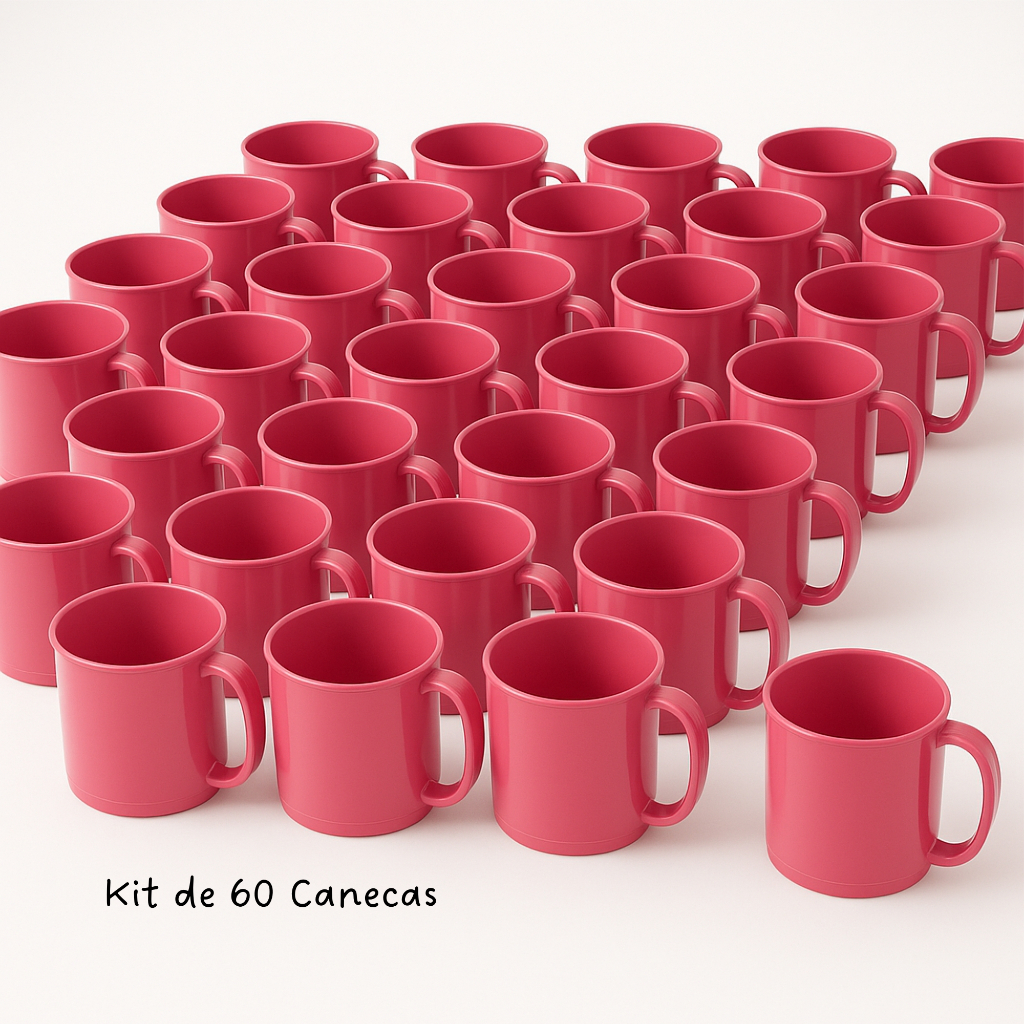 Kit 60 Canecas Plásticas 450ml Reutilizáveis | Coloridas, Resistentes e ...