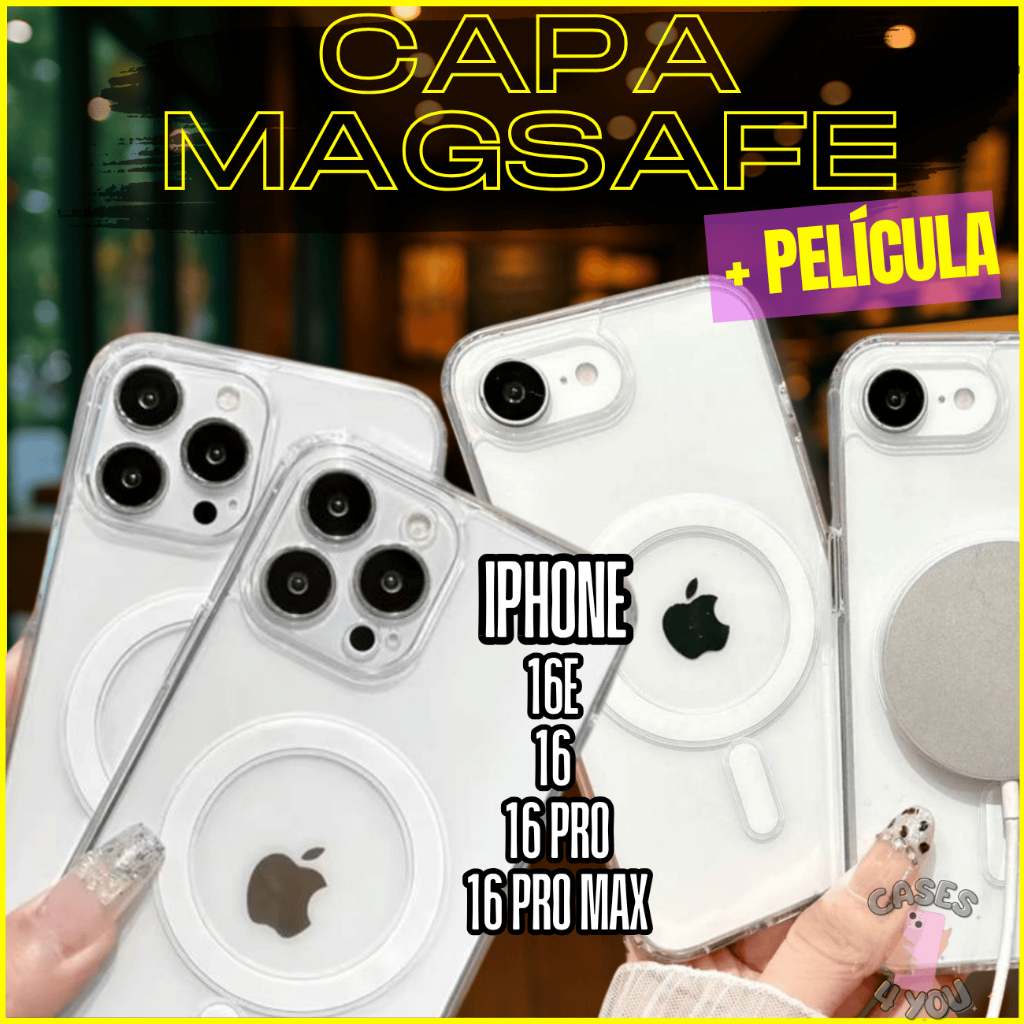 Capa Capinha Magsafe Space Transparente Anti Impacto TPU Case Apple IPhone 16 16e 16 Pro Max ...