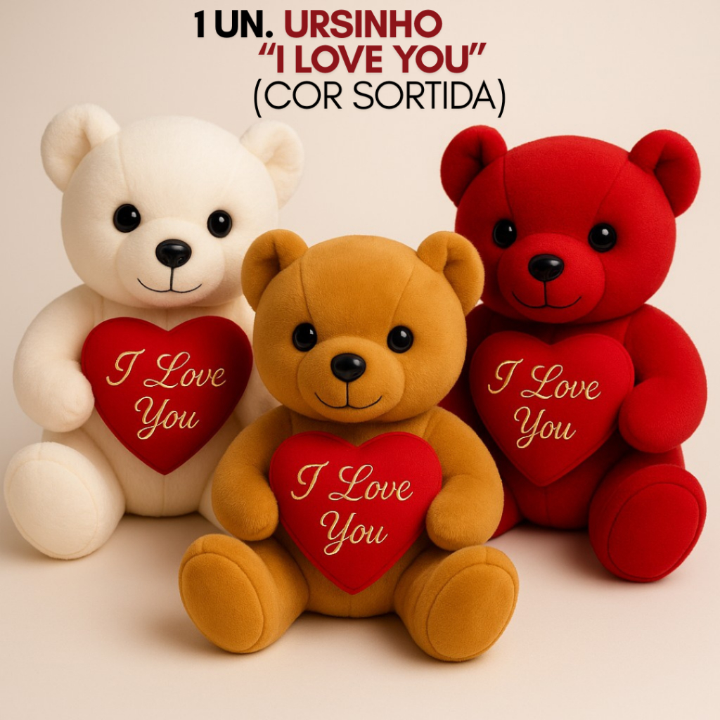 Urso de Pelucia Ursinho Fofo Presente Dia dos Namorados Escrito "I Love ...