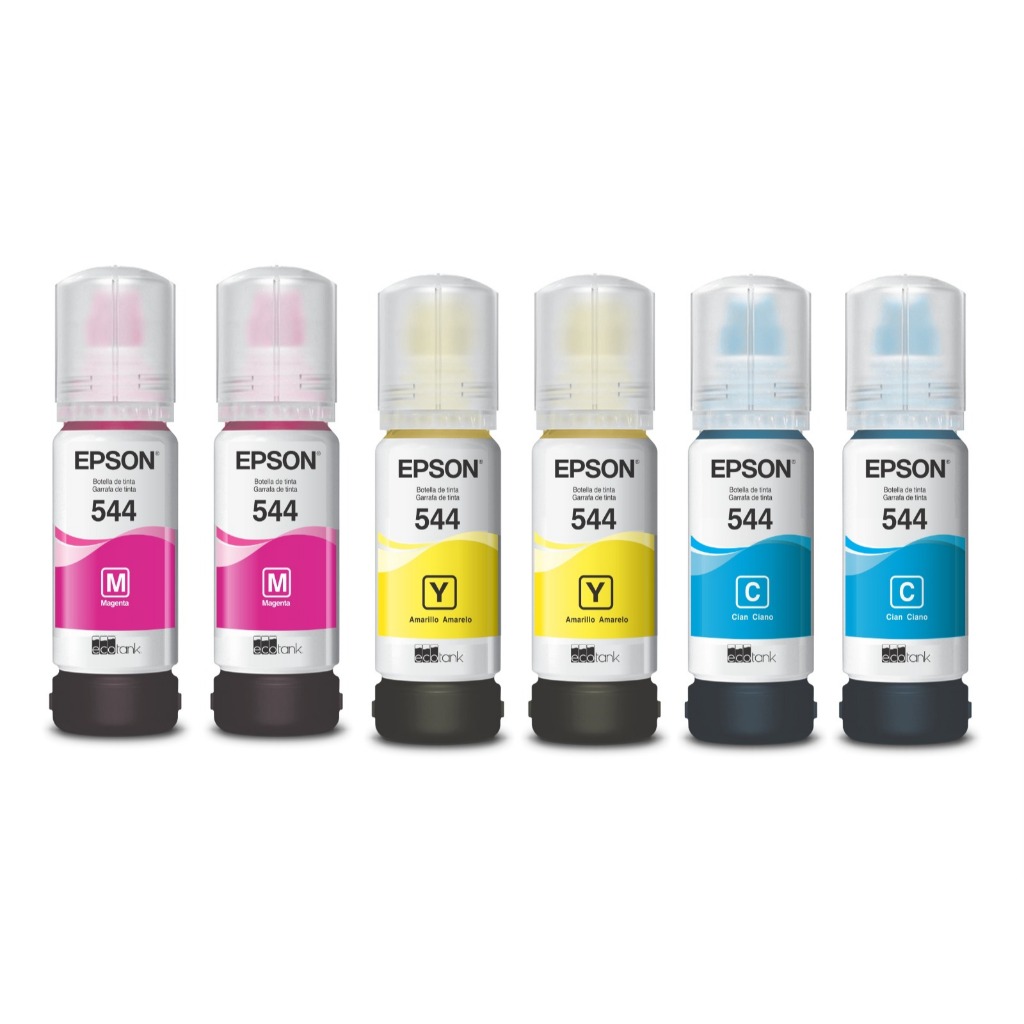KIT 6 TINTAS ORIGINAL EPSON T544 L3110 L3210 L3250 COLOR | Shopee Brasil