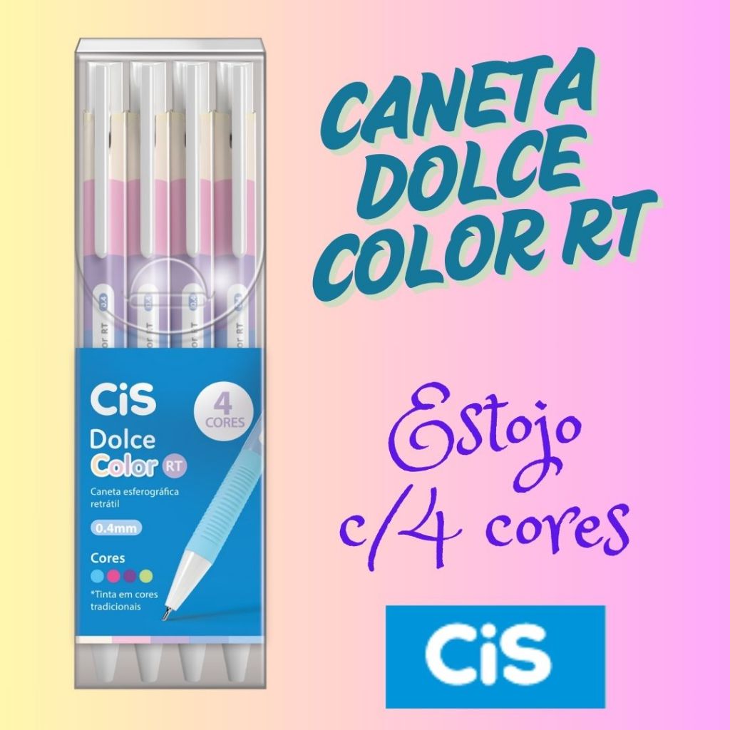 Caneta Dolce Color RT CIS 0.4mm Kit c/4 cores esferográfica ponta ...