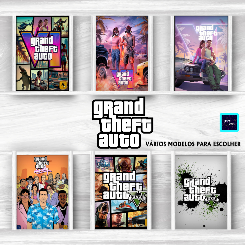 Kit Placas Decorativas Quadros GTA 6 Grand Theft Auto San Andreas ...