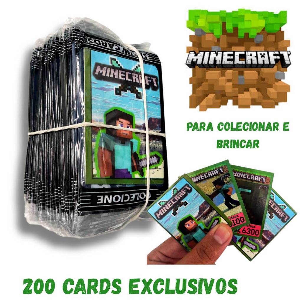 kit 200,100 Figurinhas Minecraft steve Gamecraft Cards colecionaveis ...