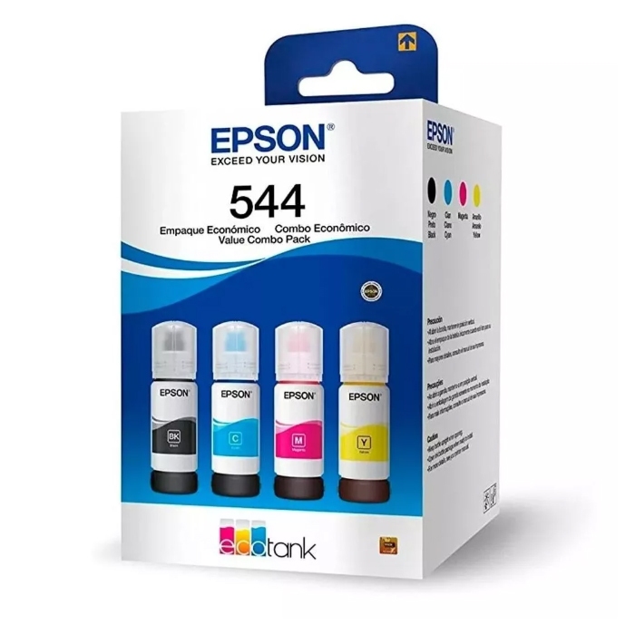Tinta Original Epson T544 - L3150 L3210 L3250 - Kit 04 Cores | Shopee Brasil