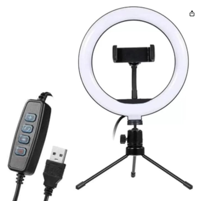 Ring Light Led Mesa Iluminador Pequena Tripé 6 Polegada 16cm + Suporte para Celular | Shopee Brasil