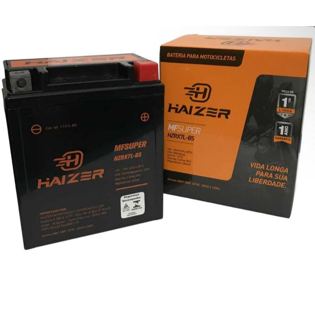 Bateria Moto 7ah HAIZER HZRX7L-BS | Shopee Brasil