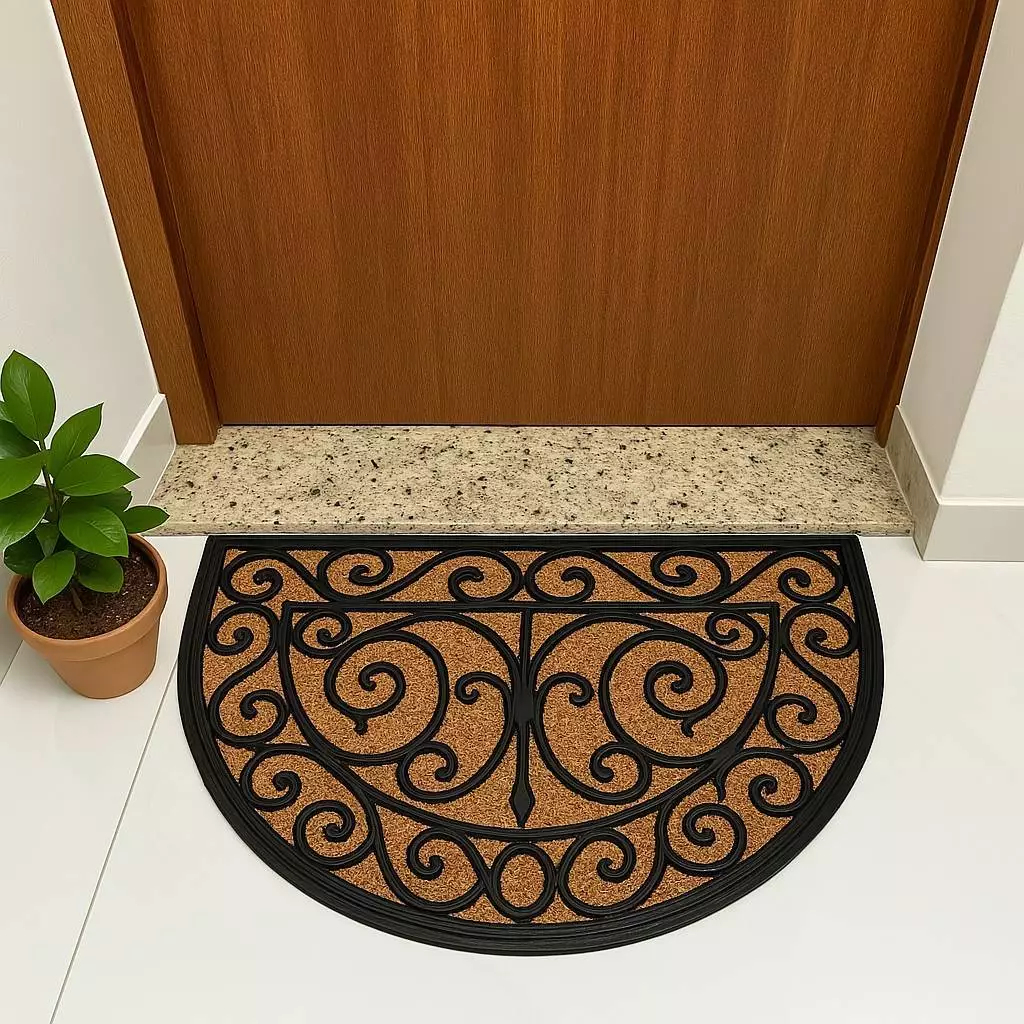 Capacho Fibra de Coco Retangular ou Meia Lua Antiderrapante Entrada de Porta Sala 60cm x 40cm ...