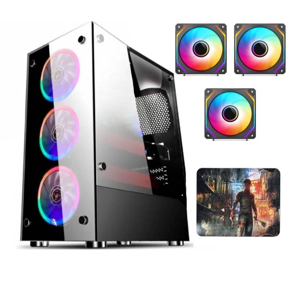 Gabinete 17-59 COM FANS RBG LED Gamer Vidro Temperado | Shopee Brasil