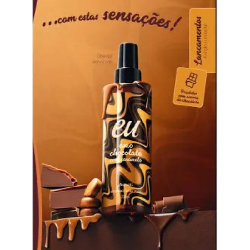 Body Splash Eu amo Chocolate com Caramelo ( Jequiti 200ml ) | Shopee Brasil