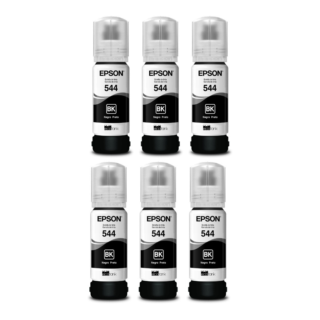 KIT 6 TINTA ORIGINAL EPSON T544 L3110 L3210 L3250 PRETO | Shopee Brasil