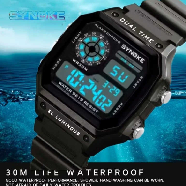 Relógio Masculino Digital Prova Dagua, Alarme, Data, Cronômetro Led Esportivo Synoke | Shopee Brasil