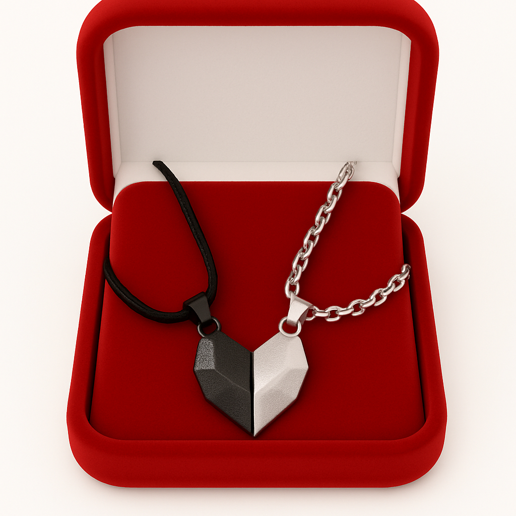 Colar Magnético Coração Duas Metades Casal Romântico Amor Amizade ...