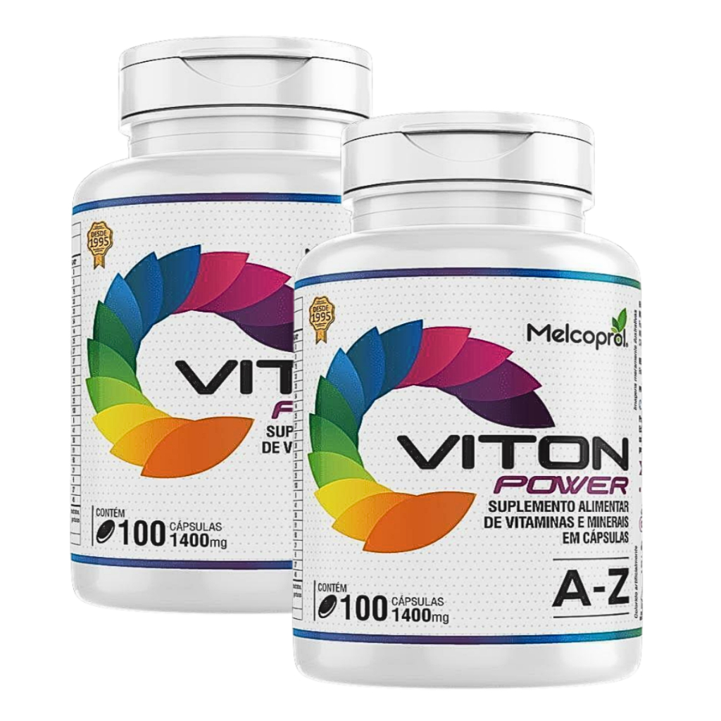 Kit 2 - Polivitamínico Viton Power Plus A-Z Melcoprol - 2x100 Cápsulas ...