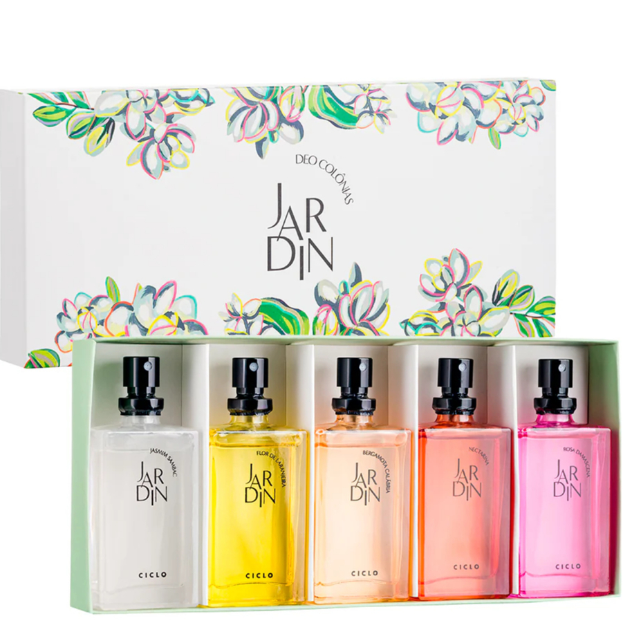 Kit Linha Jardin Ciclo Cosméticos Estojo Mini Perfumes Deo Colônias 5 ...