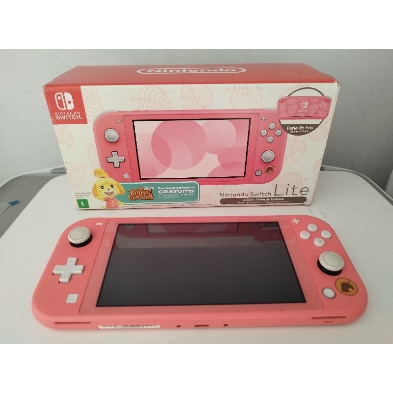 Nintendo Switch Lite Desbloqueado Rosa Coral Edição Animal Cross ...