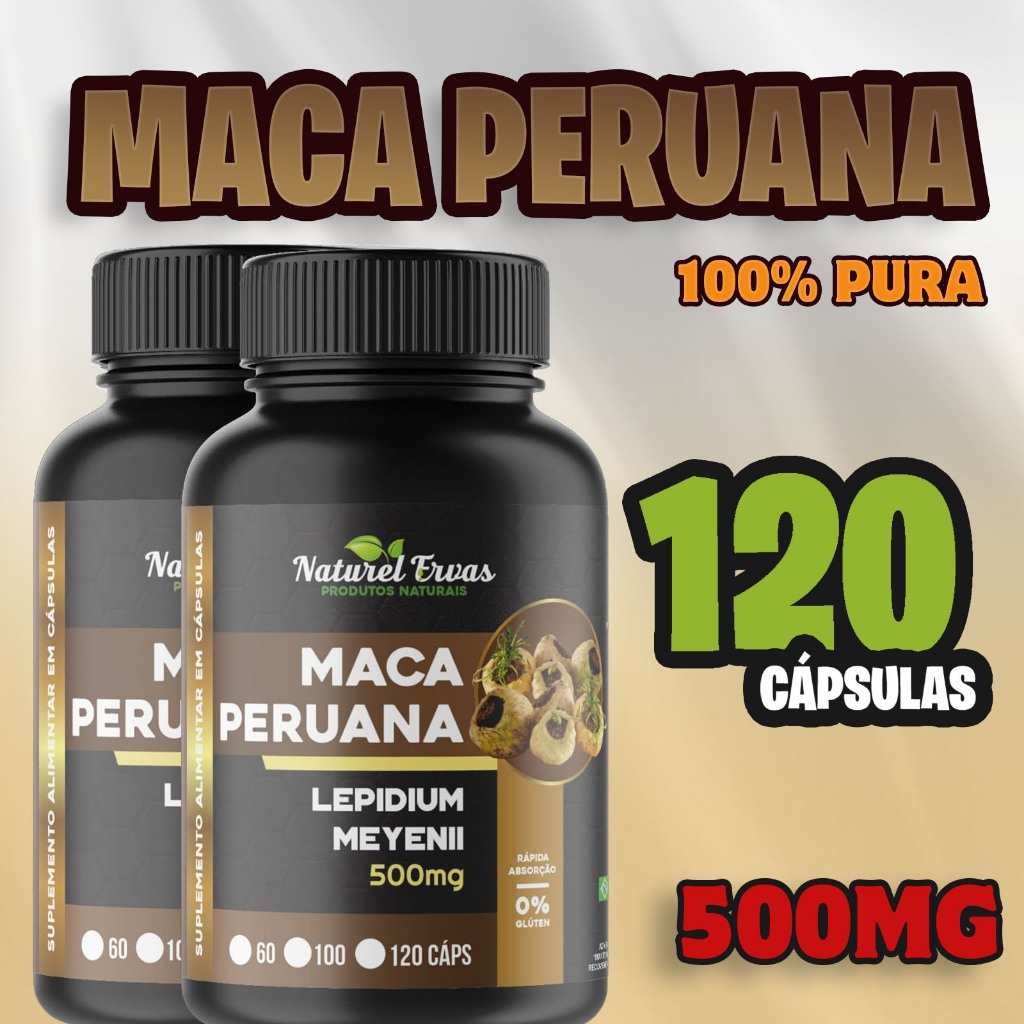 Maca Peruana Premium 120 Capsulas 100% Pura 500mg | Shopee Brasil