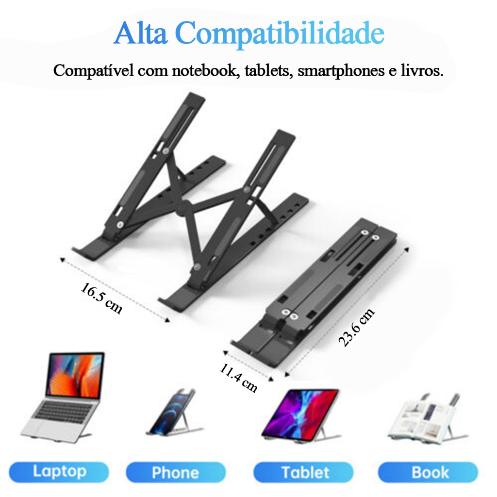 Suporte Apoio De Notebook Laptop Compacto Articulado Preto Suporte Base ...