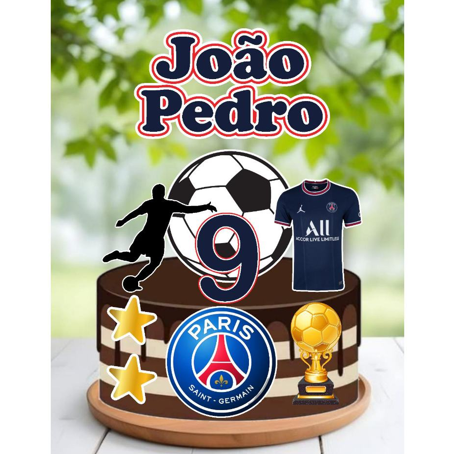 Topo Topper de Bolo PSG Personalizado com Nome e Idade | Shopee Brasil