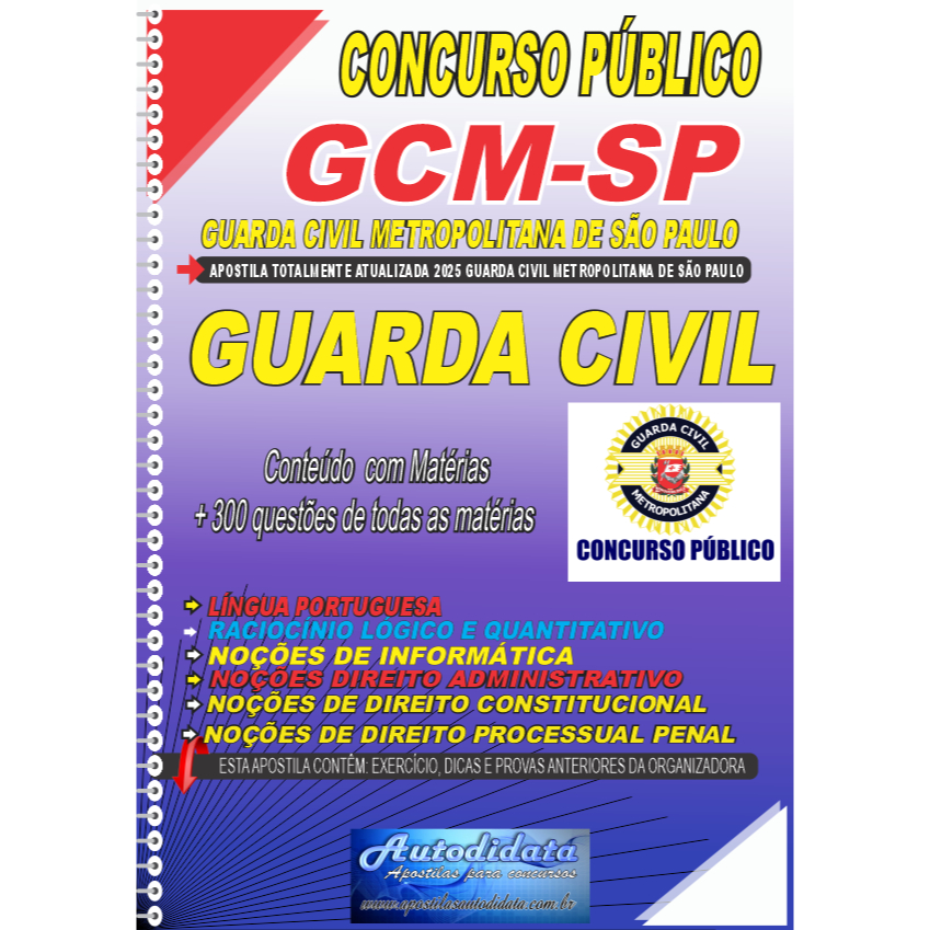 Apostila impressa concurso da Guarda Civil Metropolitana de São Paulo ...