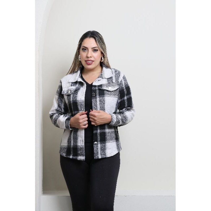Blusa Camisa Feminina Flanelada Estampa Xadrez Quadriculada Manga Longa Casaco Xadrez | Shopee ...