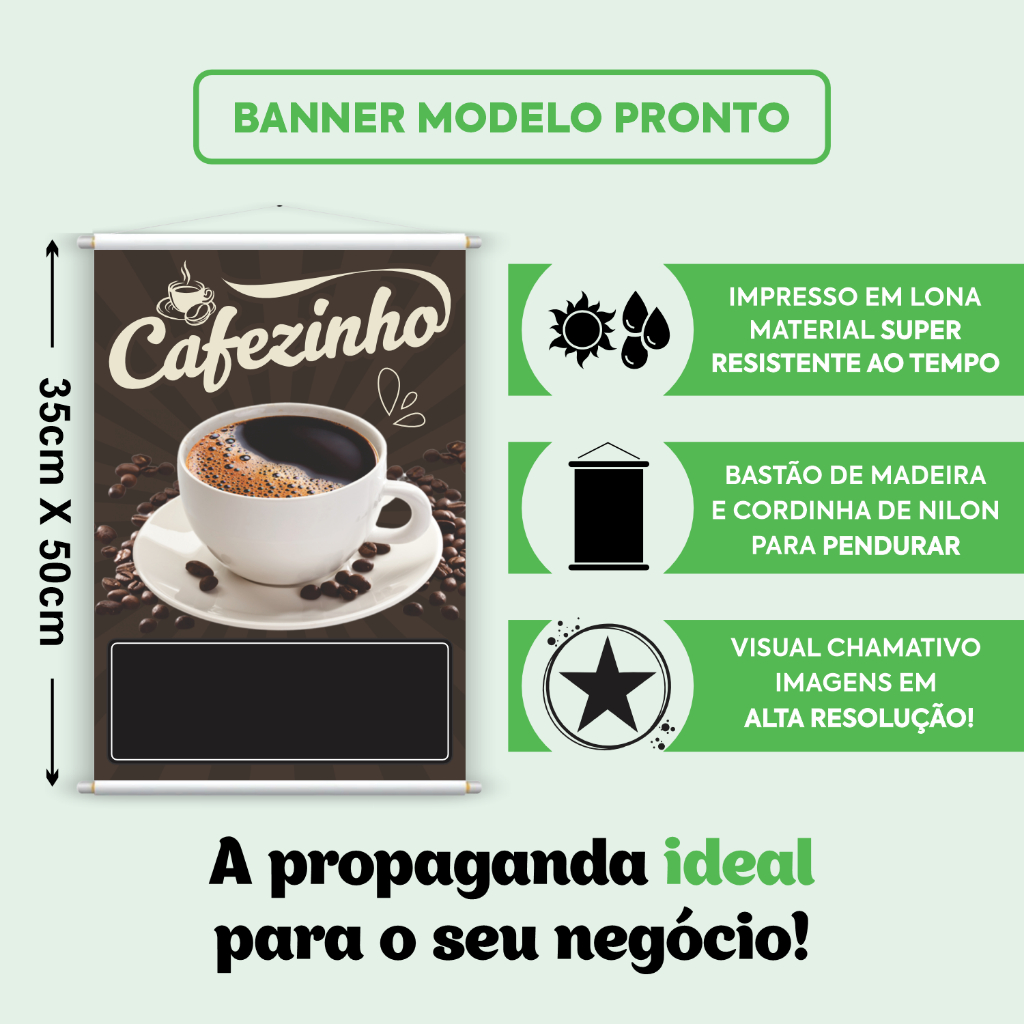 Banner Pronto Cafezinho 35x50cm Padaria Lanchonete Confeitaria Lanches ...