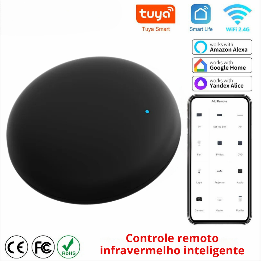 Mini Controle Remoto Wifi Inteligente TV Ar Condicionado Infravermelho ...