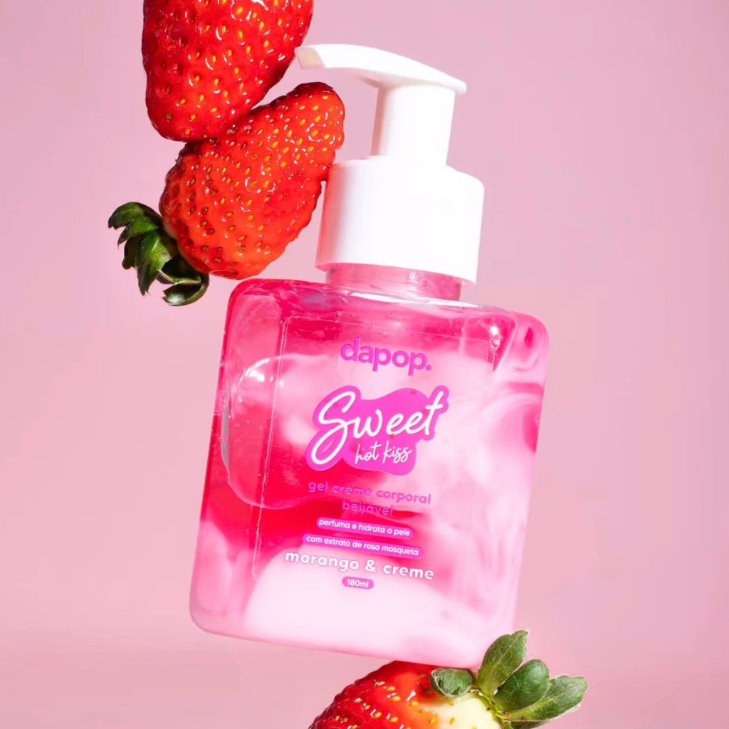 Gel Creme Sweet Hot Kiss Morango e Creme - Dapop | Shopee Brasil