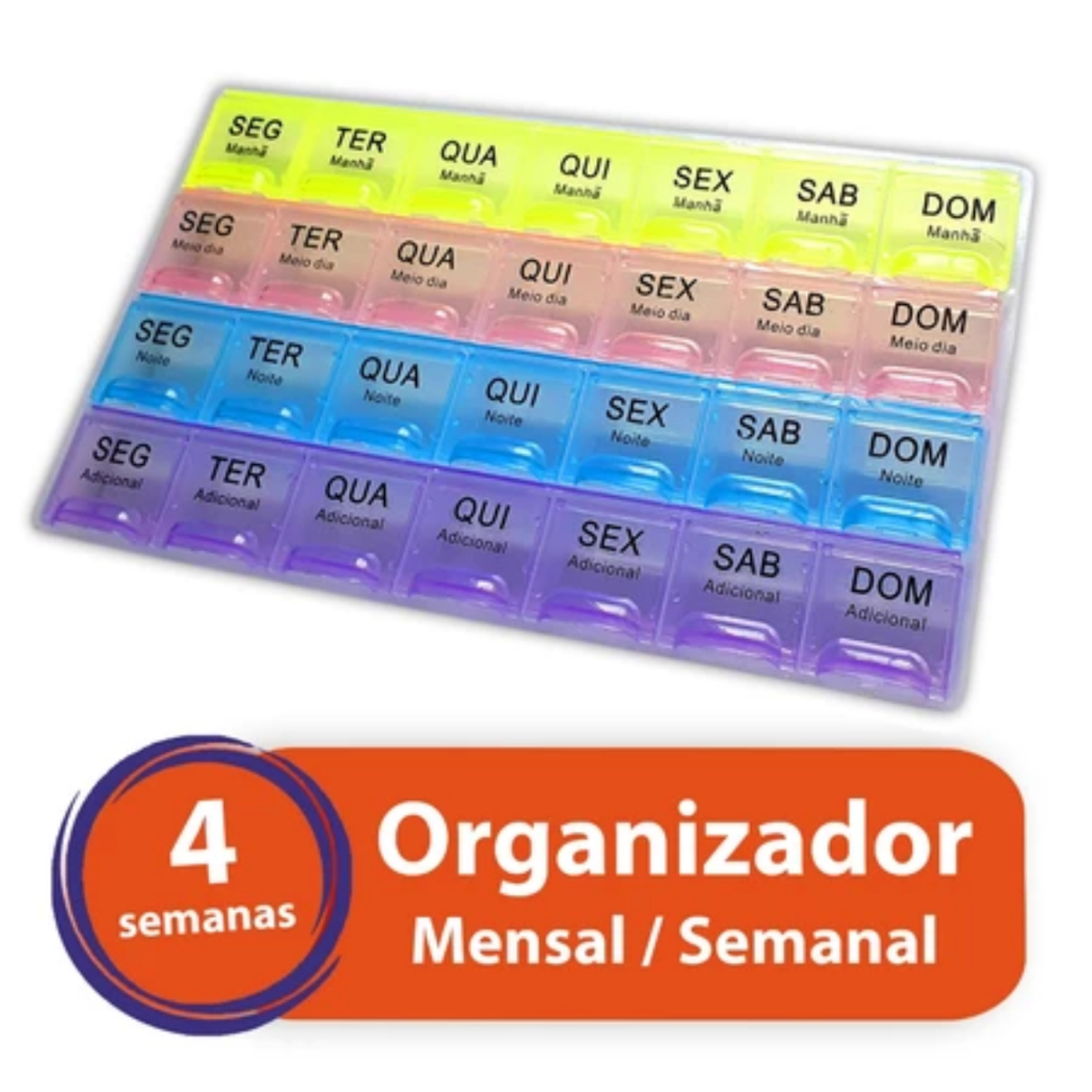Porta Comprimido Organizador Remédios Medicamentos Semanal Mensal ...