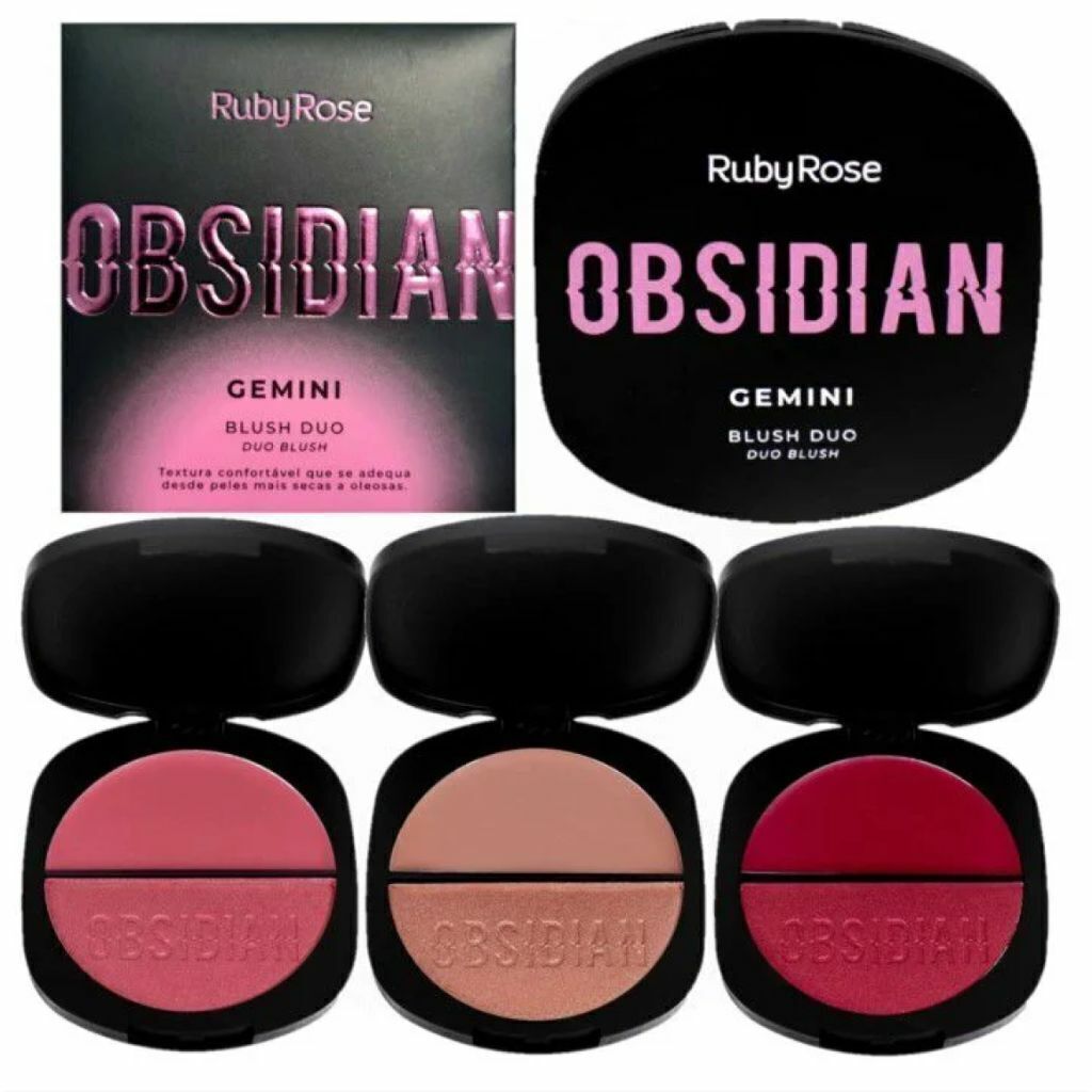 Blush duo Cintilante Gemini Compacto/Cremoso Coleção OBSIDIAN BY RUBY ...