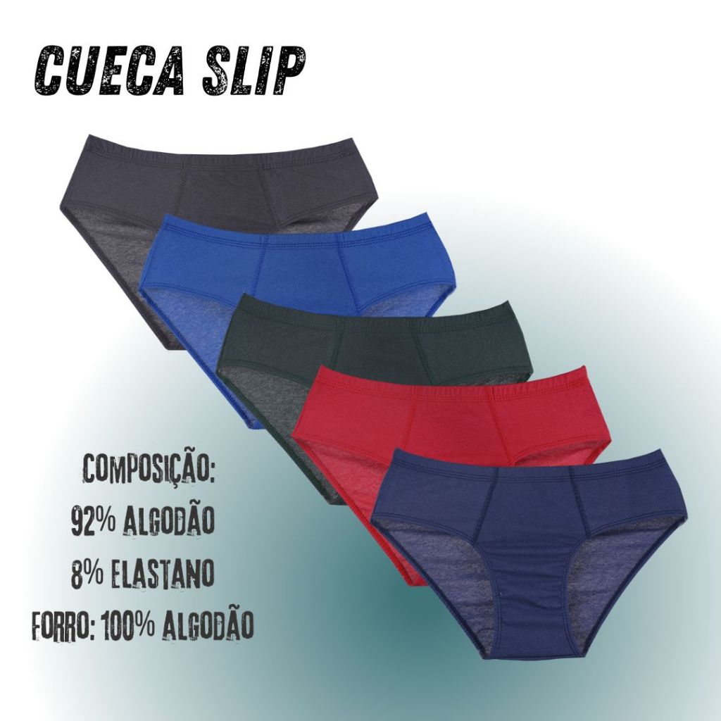 Kit 10 Cuecas Slip Tradicional Cueca Comum Masculina Algodão Conforto | Shopee Brasil