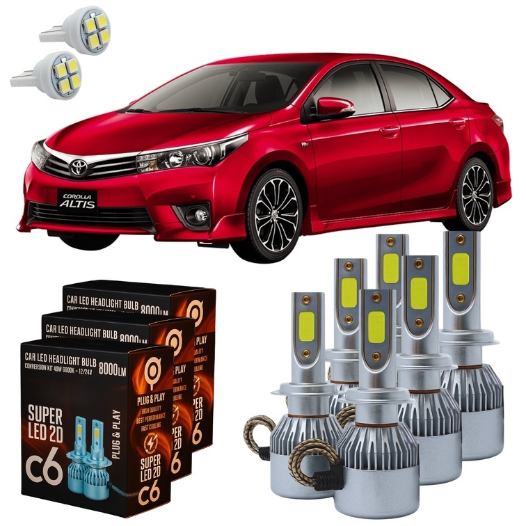 Kit Lâmpadas Super Led C6 Toyota Corolla 2018 Em Diante Farol Alto ...